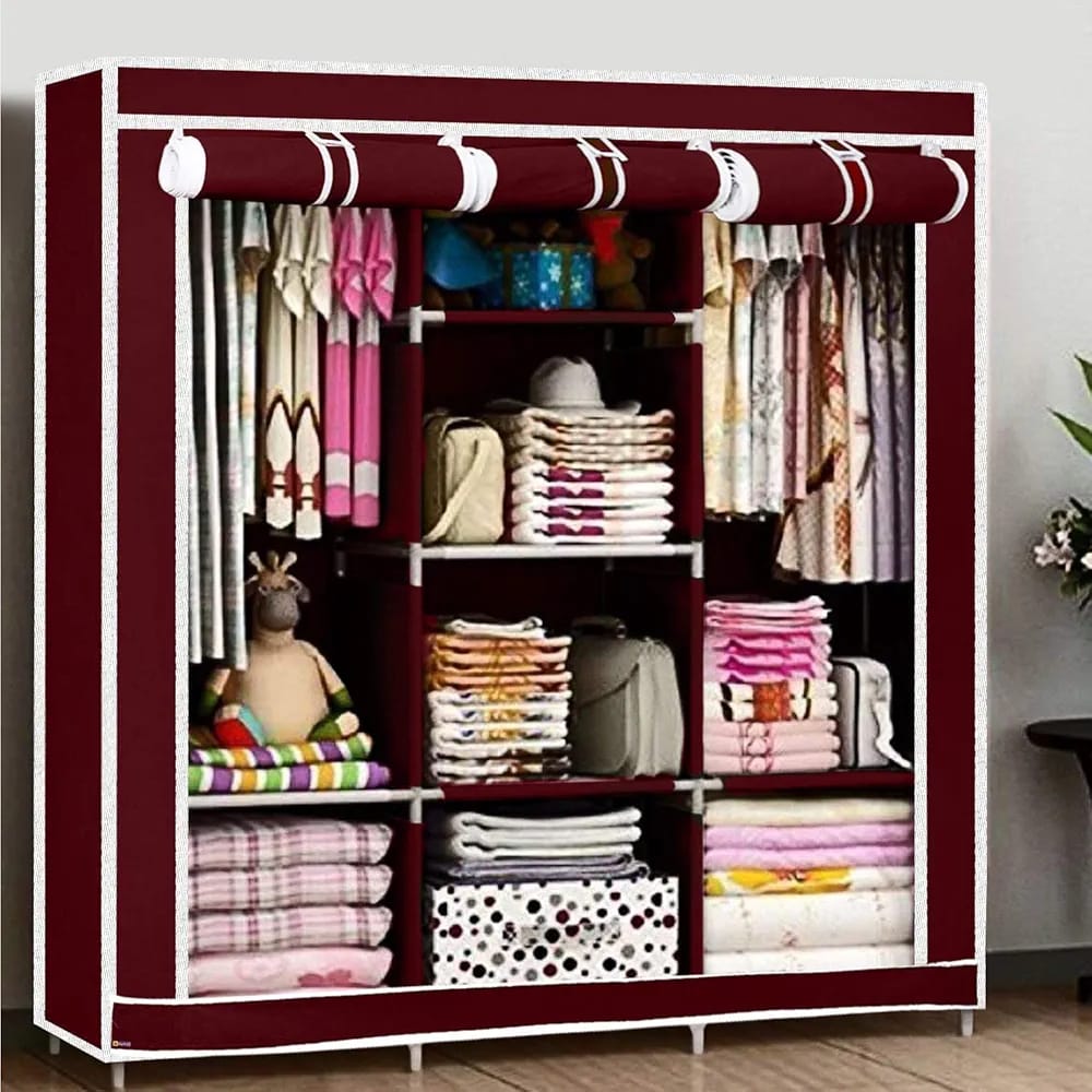 Portable Clothes Storage Organizer Rack Shelves, Non-Fabric Cover ...