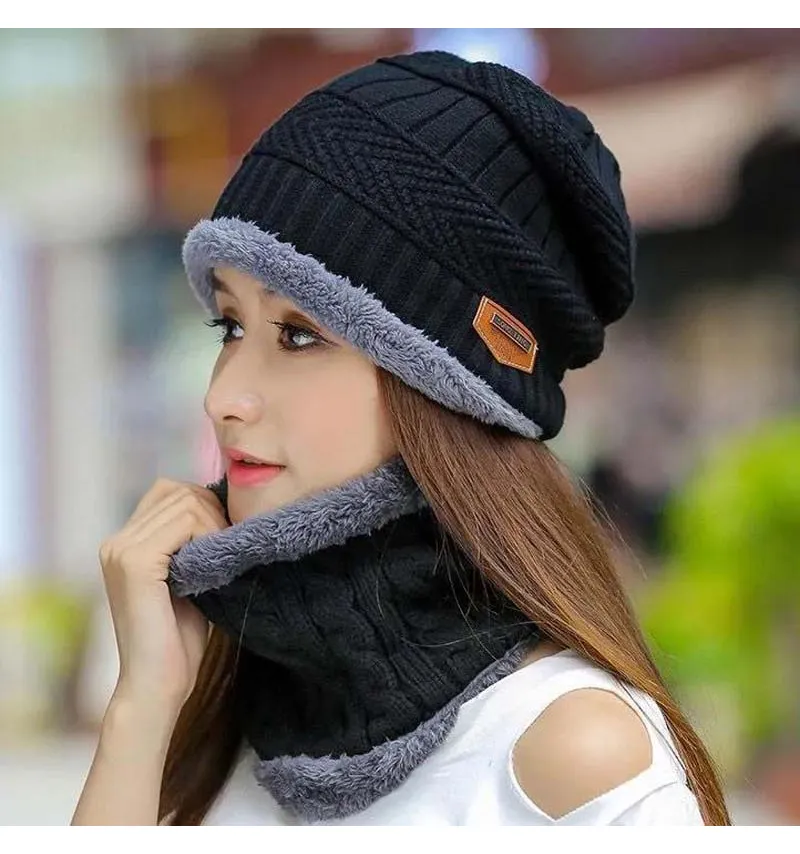 Combo Offer New Winter Cap Topi And Neck Warmer For Men and Women